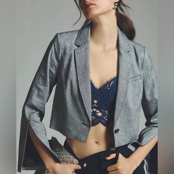 Anthropologie | Jackets & Coats | Anthropologie Cropped Slit Jacket | Poshmark
